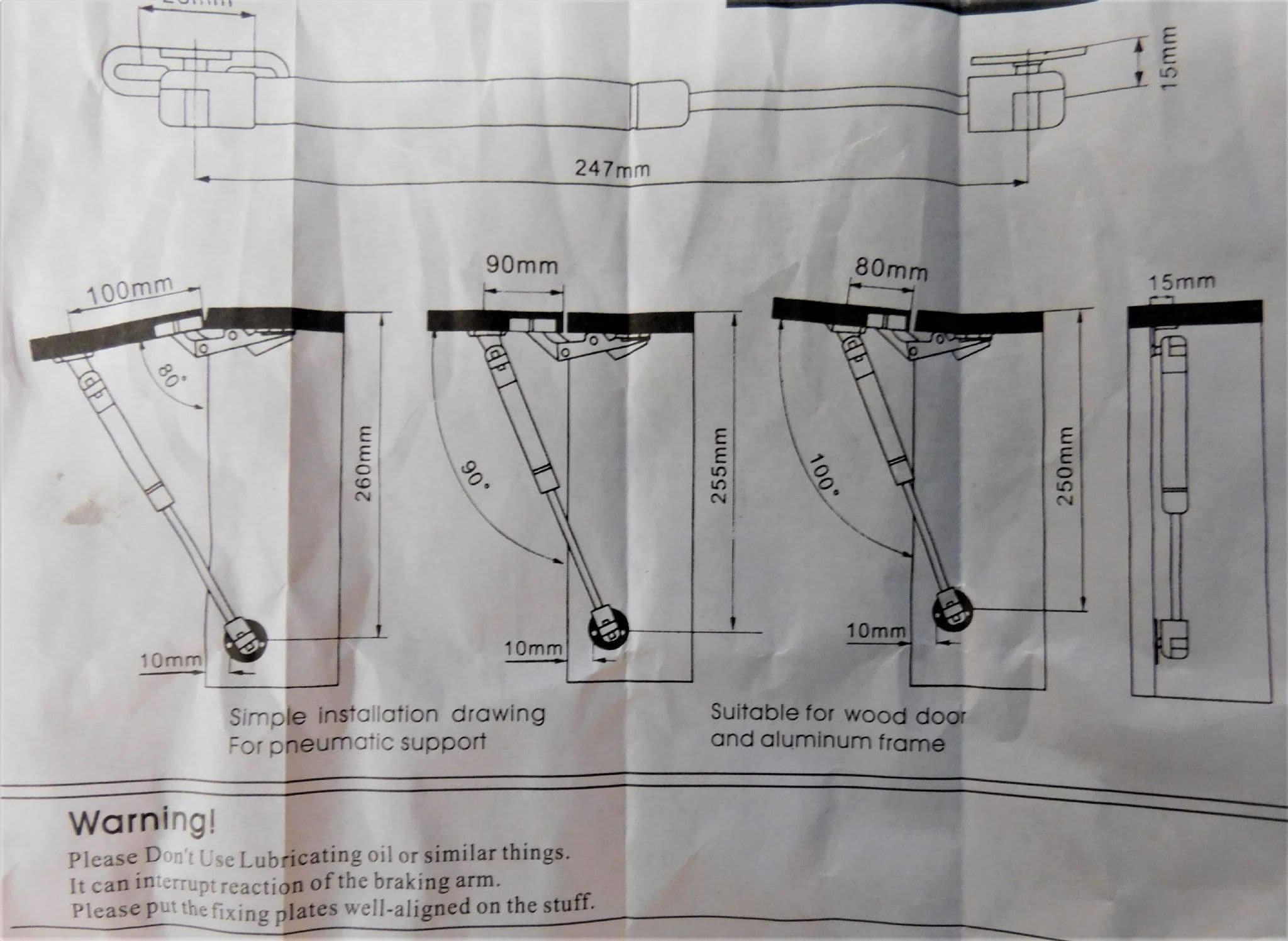 Caravan motorhome pneumatic support/braking arm