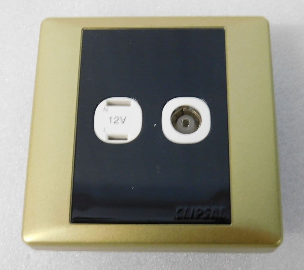 CLIPSAL Electrical polarized 2 pin12v & co-axial socket Golden sand