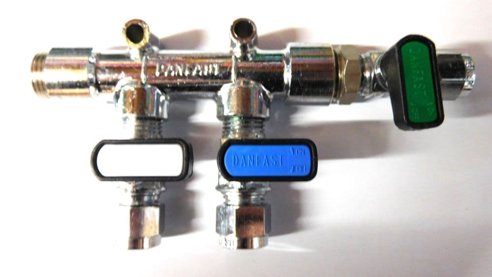 Motorhome camper selfbuild 3 way offset gas tap 8mm L