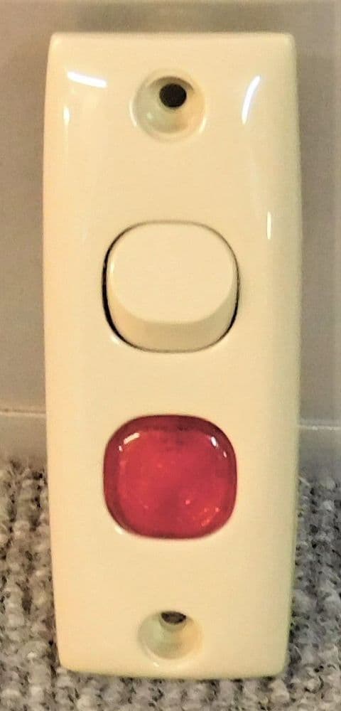 Motorhome Caravan CLIPSAL beige architrave single switch and neon light