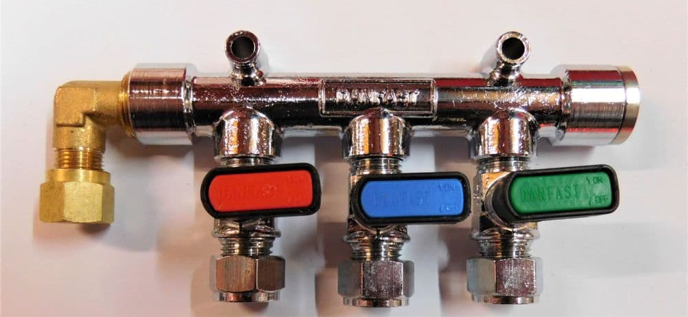 Motorhome caravan selfbuild 3 way gas tap 8mm & elbow