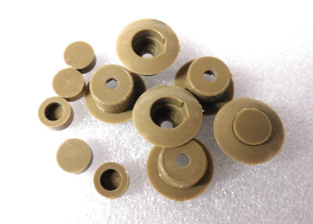 Pack of 6 screw caps & covers for fitting wheel arches etc Buff