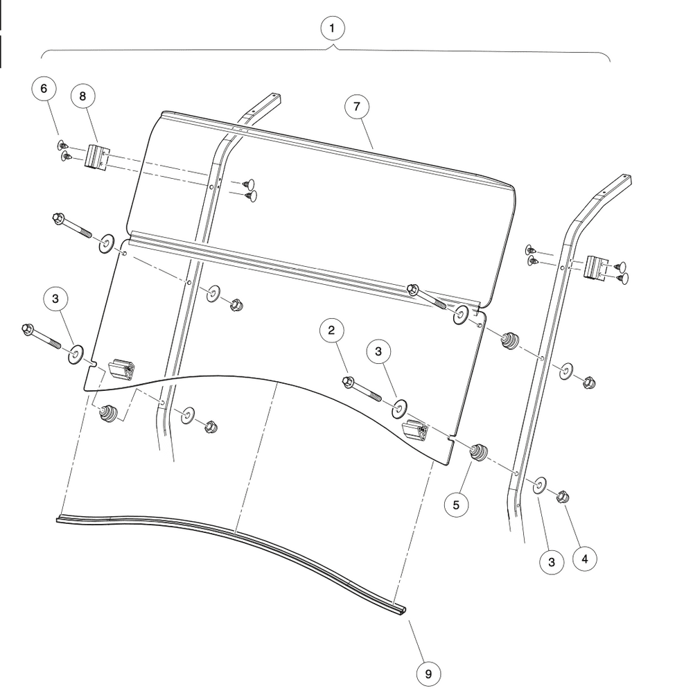 Club Car Carryall 300/500/550/700 Split Acrylic Windshield