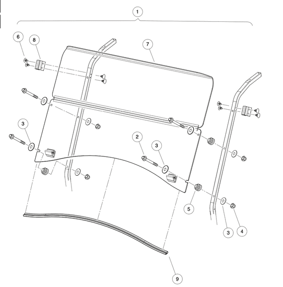Club Car Carryall 300/500/550/700 Split Acrylic Windshield