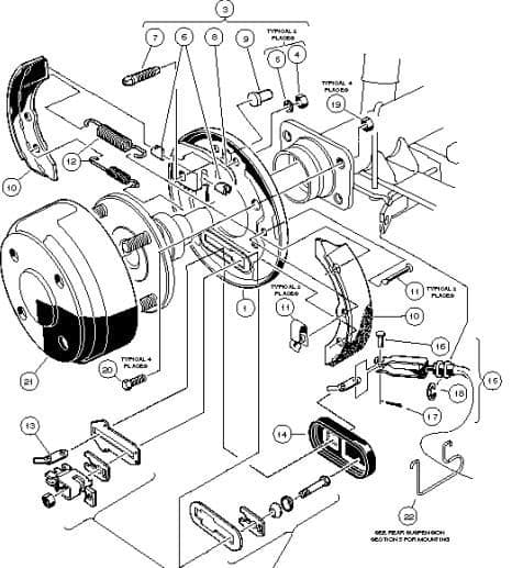 Club Car Cluster brake RH assembly