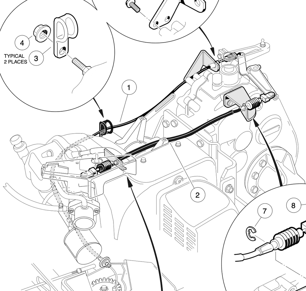 Club Car Governor Cable FE350 older style fixing