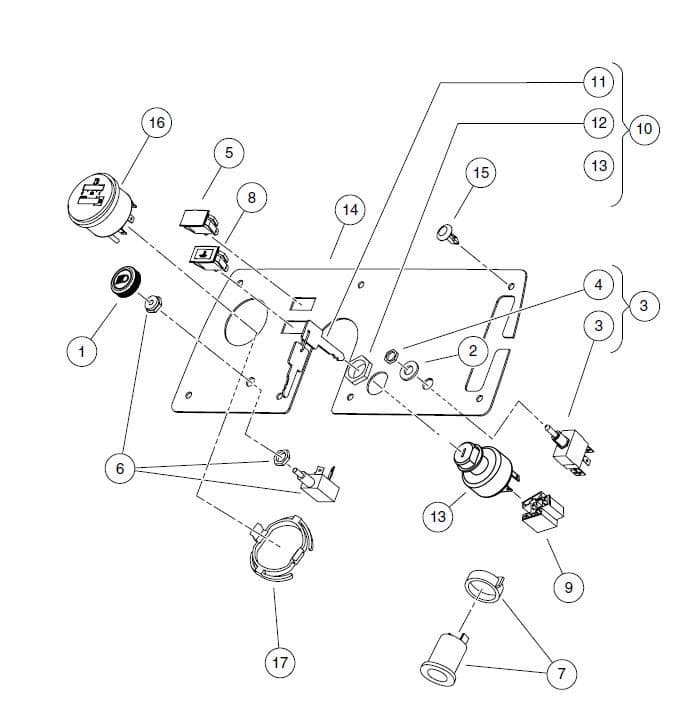 Club Car Switch Key includes items 8 through 10