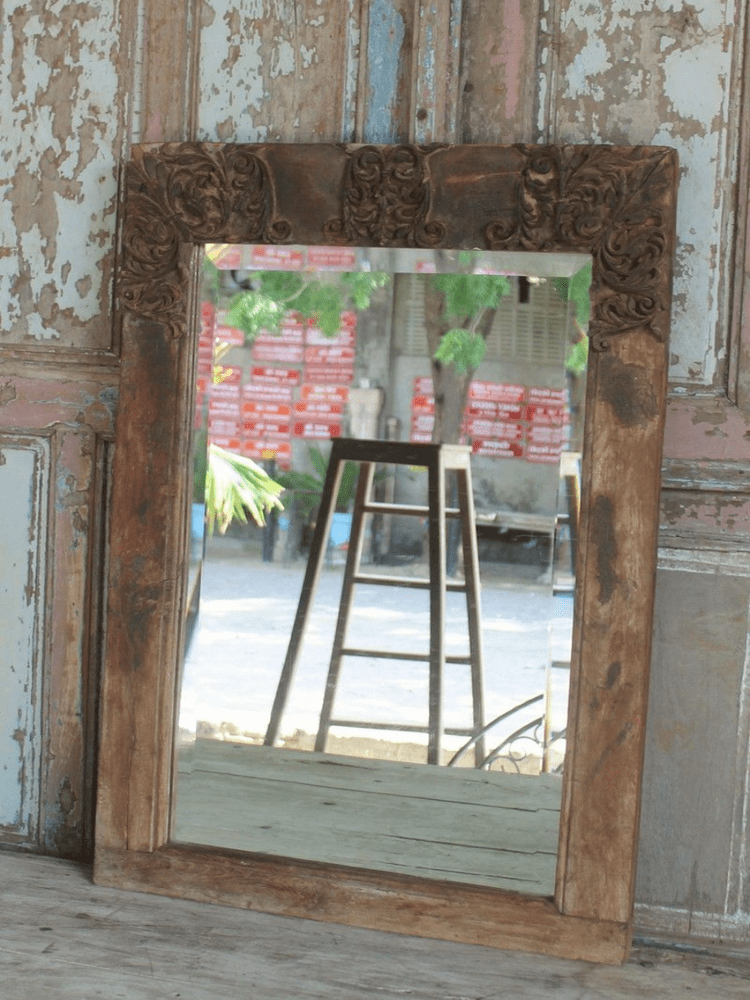 19th Century Carved Haveli Window Frame made into a mirror