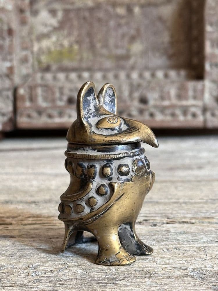 Antique Tribal Bronze Boxes depicting a stylised owl