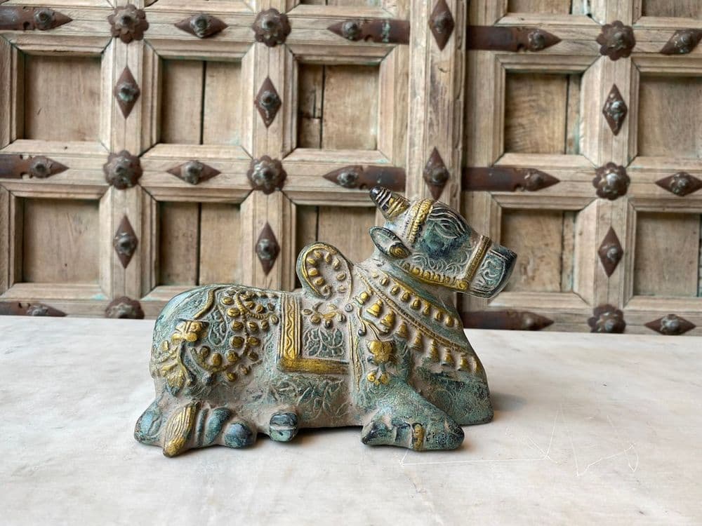 Bronze Casting of a Sacred Nandi Bull Avatar of Shiva