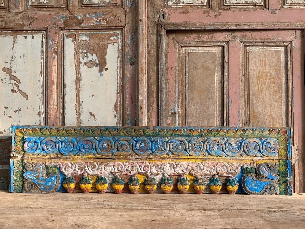 Decorative Polychromatic Lintel from a South Indian Temple Doorway ...