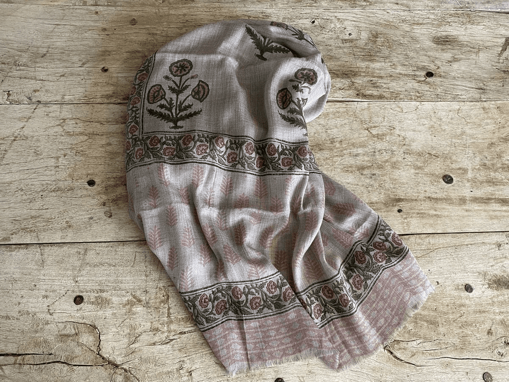 hand block printed fine wool shawls