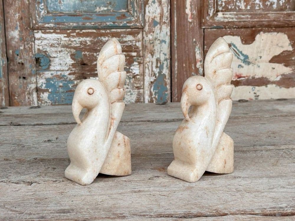 Pair of Marble Peacock Finials Udaipur