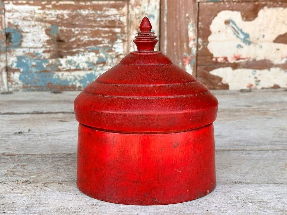 red laquer spice box from south india