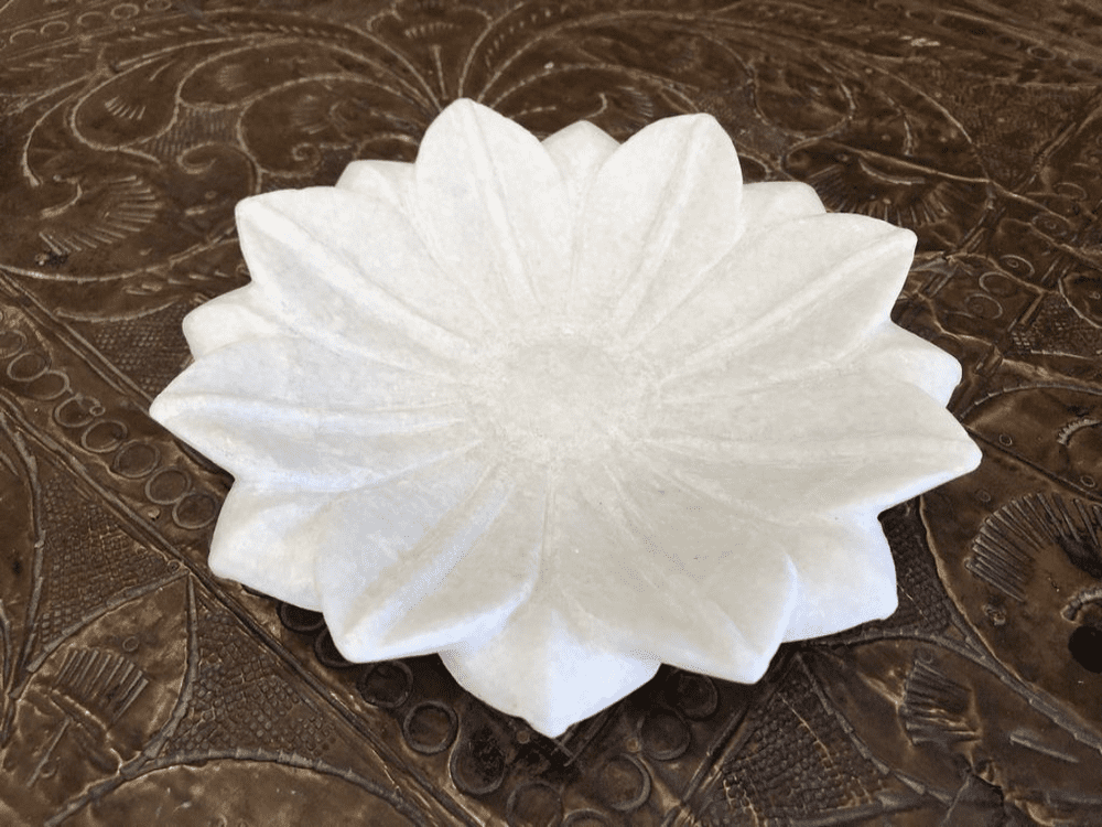 small marble lotus plate