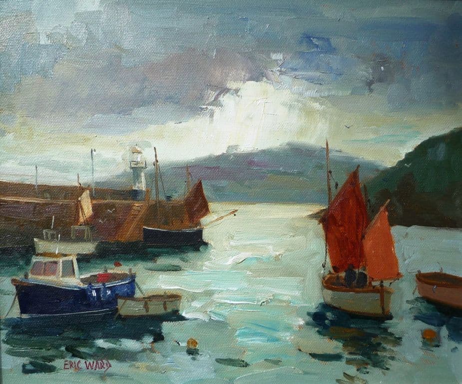 Eric Ward Sailing Gig at St Ives oil on canvas