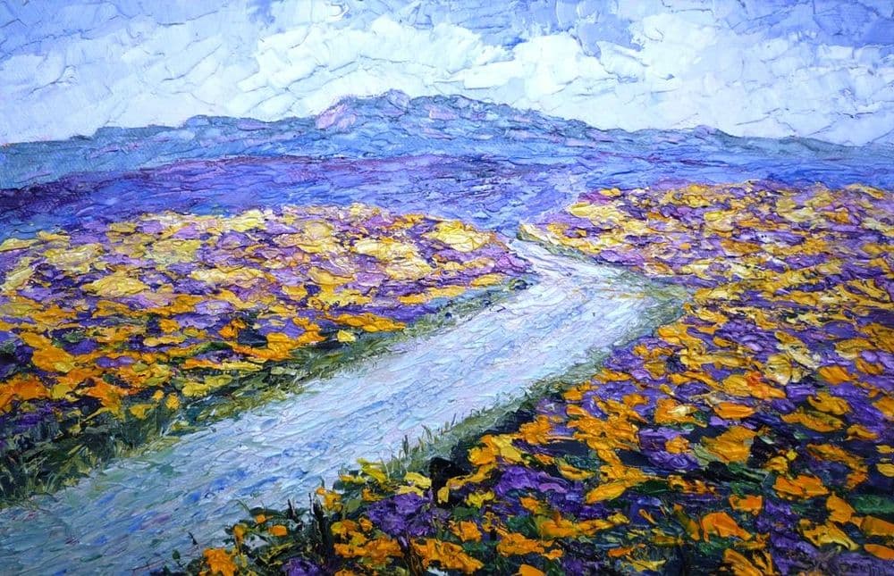 Joan Speight Patchwork Gorse & Heather oil painting