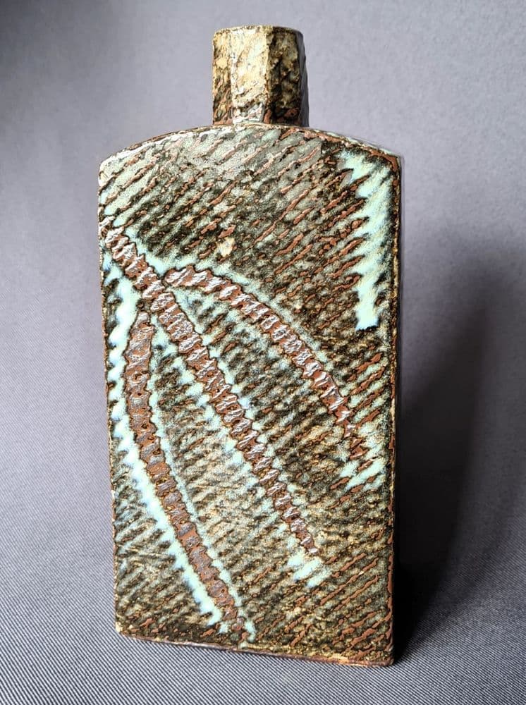 Peter Swanson Slab Built Nuka and Ochre Bottle Vase