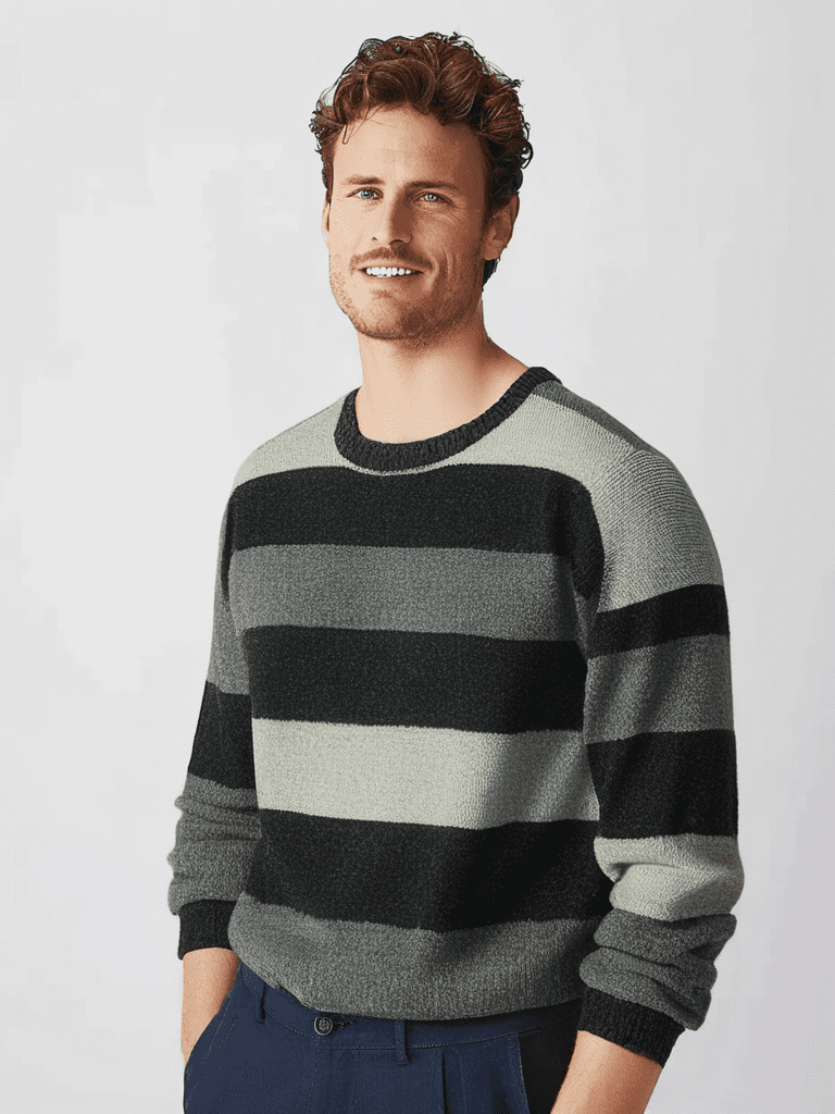 BESPOKE- BASIC CREW- FULLY FASHION SET IN SLEEVES - WOOL CREW NECK ...