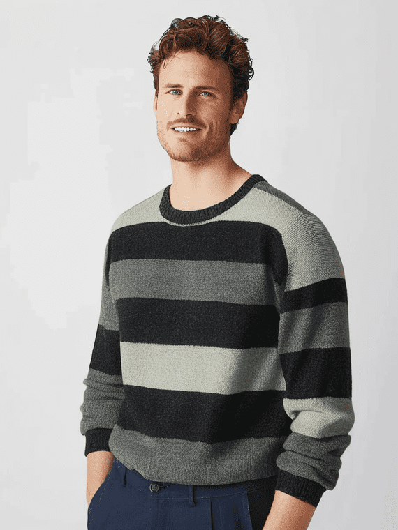 BESPOKE- BASIC CREW- FULLY FASHION SET IN SLEEVES - WOOL CREW NECK ...