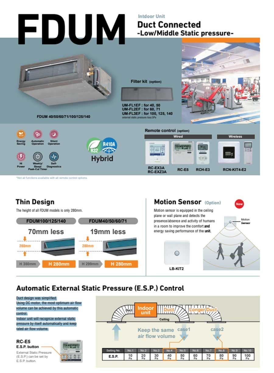 Mitsubishi FDUM-VH Concealed Ducted Heat Pump, Efficient & Stealthy ...