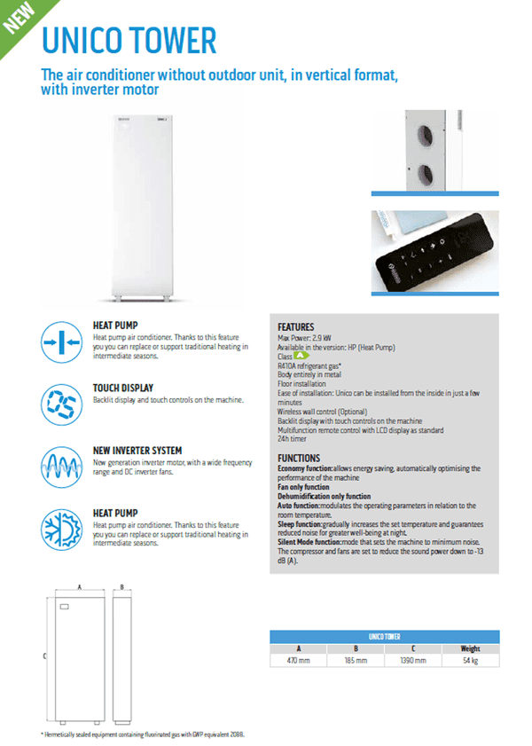 A Perfect Fit for Any Room, The Unico Tower No Outdoor Unit Air ...