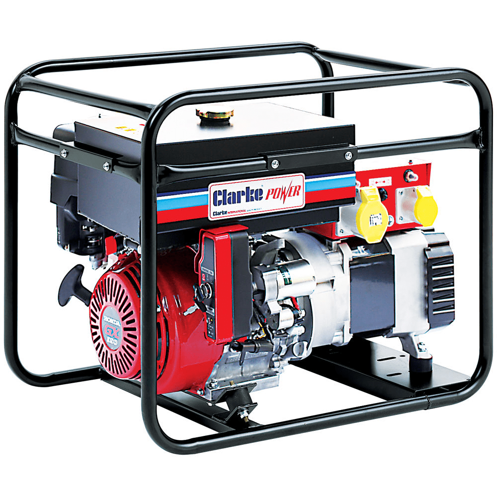 Clarke CP6550NESLR Open Framed Long Run Petrol Generator Honda 6 5kVa ...