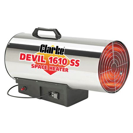 Clarke "Devil 1610 SS" Stainless Steel Propane Fired Space Heater 36 ...