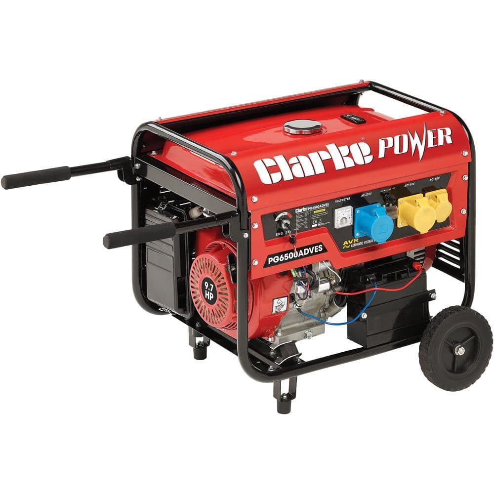 Clarke PG6500ADVES Open Framed Petrol Generator 5 5Kw 12VDC 110V 230V 50Hz