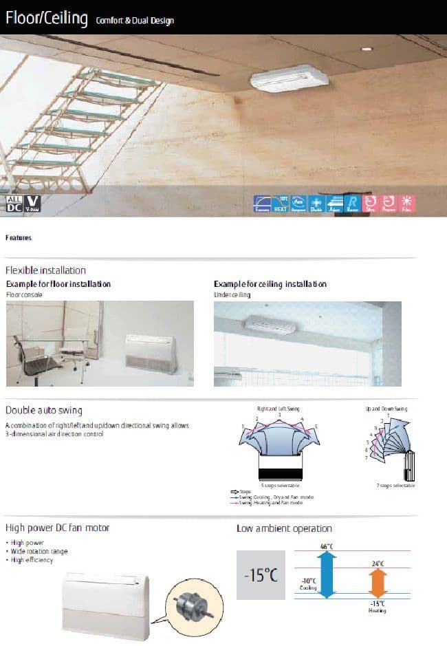 Fujitsu Air Conditioning ABYG30LRTE Slimline Floor Ceiling Mounted Heat ...