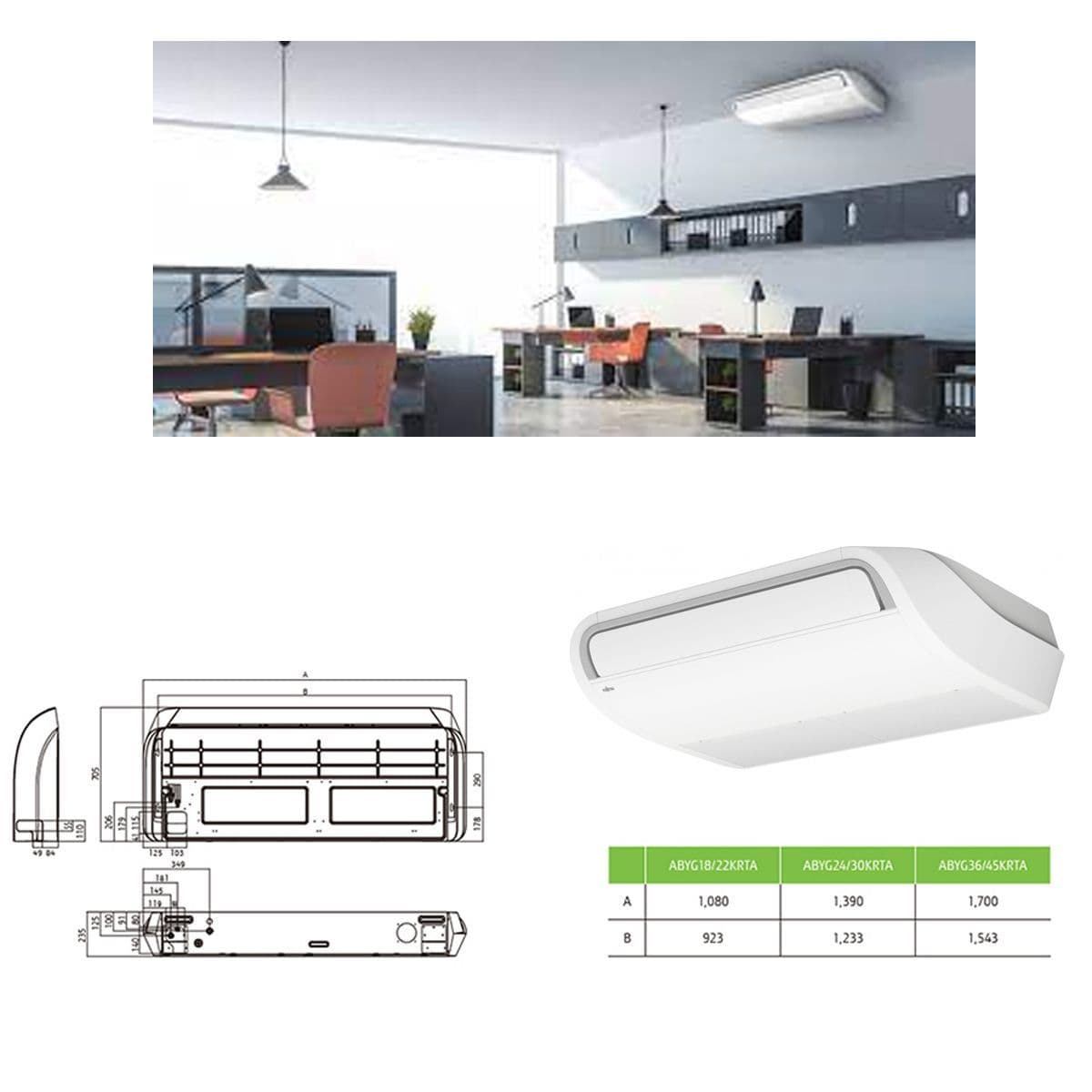 Fujitsu Air Conditioning ABYG45KRTA Slimline Ceiling Mounted Heat Pump ...