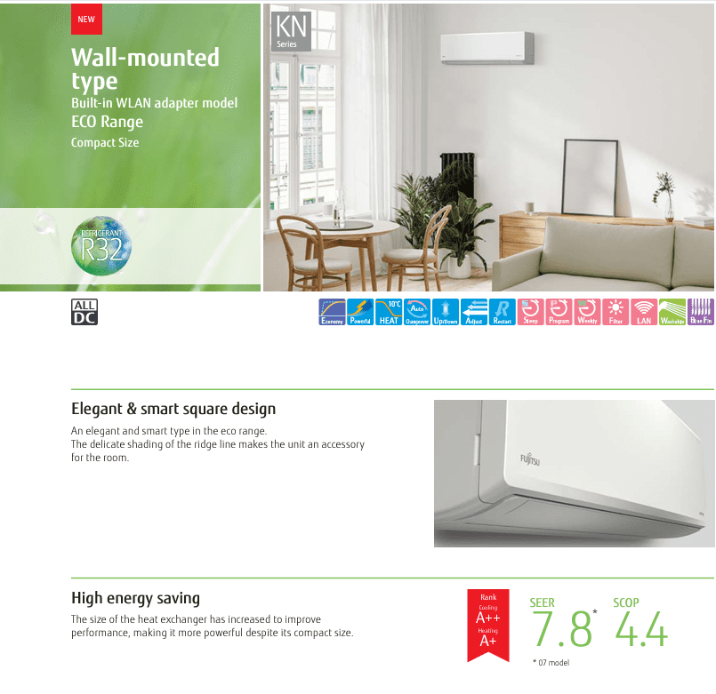 Fujitsu Air conditioning AIRSTAGE AOEH07KNCA ASEH07KNCA Economy Wall ...