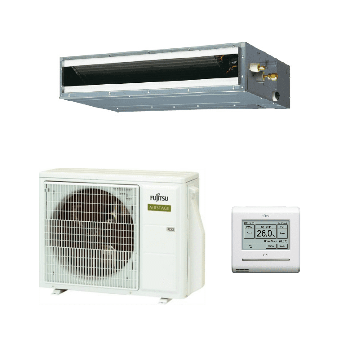 Fujitsu Air conditioning AIRSTAGE ARXH36KMTAP AOEG36KBTB Concealed Duct ...