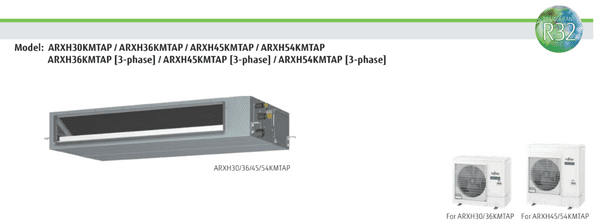 Fujitsu Air conditioning AIRSTAGE ARXH45KMTAP AOEG45KBTB Concealed Duct ...