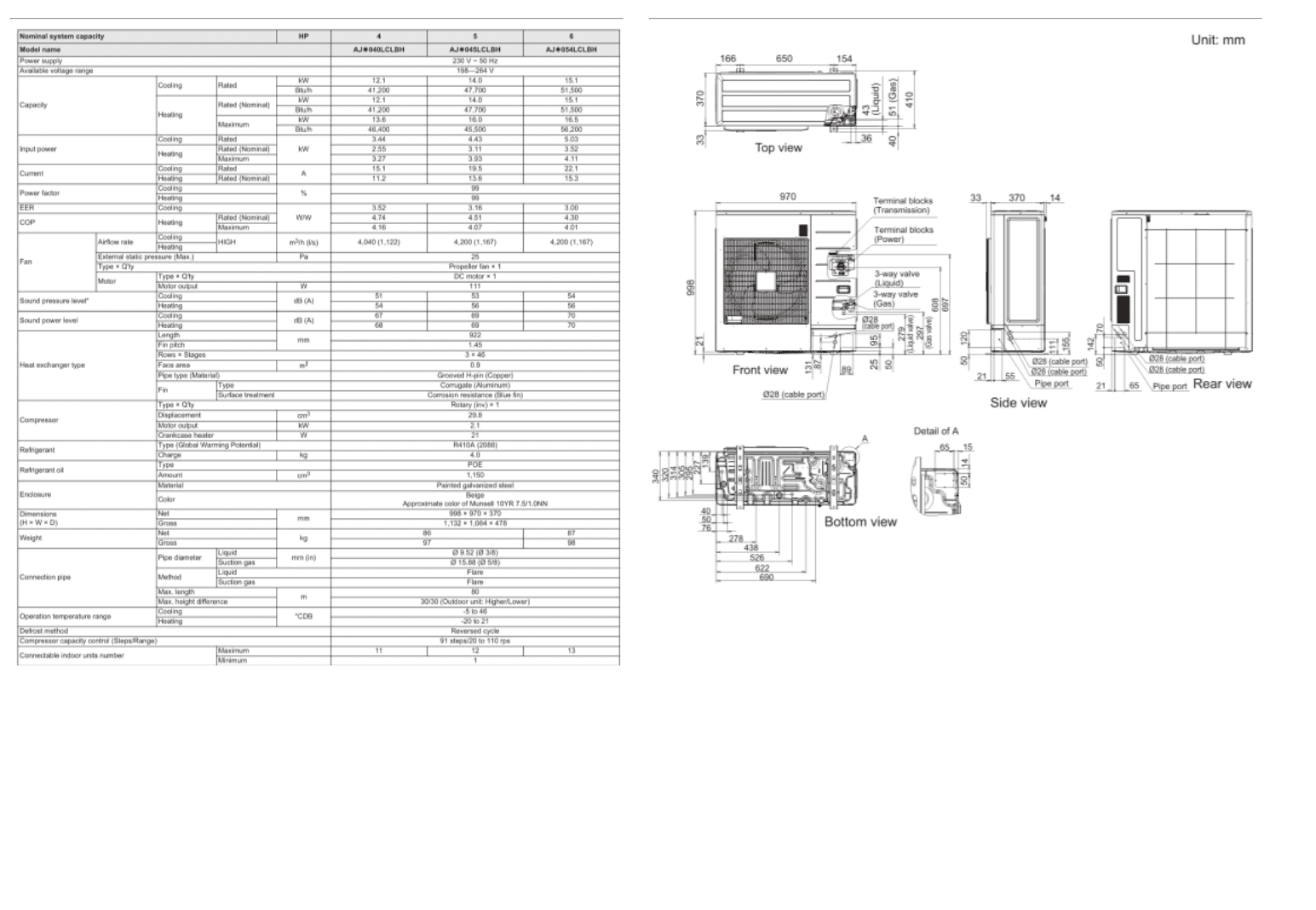 Fujitsu Air Conditioning AJY040LCLBH VRF 12 1kW J-IVS VRF Outdoor Unit ...