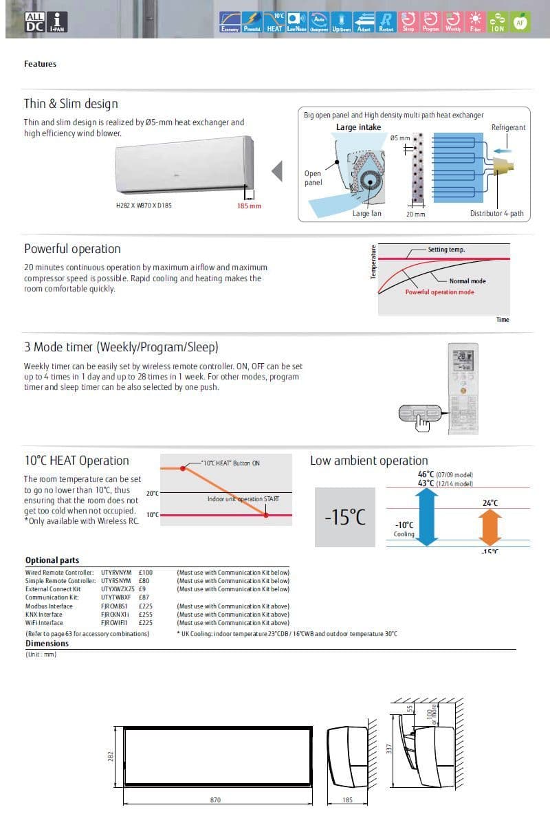 Fujitsu Air Conditioning AOYG18LAT3 Multi-Split Inverter Heat Pump 2 x ...