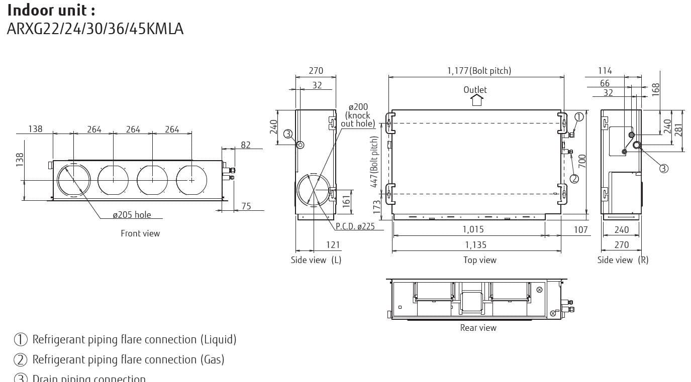 Fujitsu Air conditioning ARXG36KMLA AOYG36KATA Concealed Duct Heat Pump ...