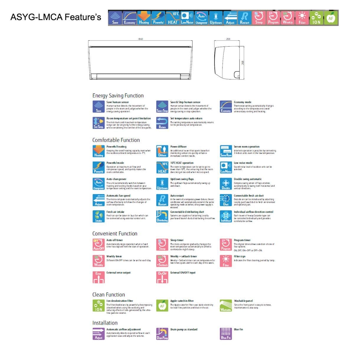 Fujitsu Air conditioning ASYG09LMCE Wall Mounted Heat pump Inverter A 2 ...