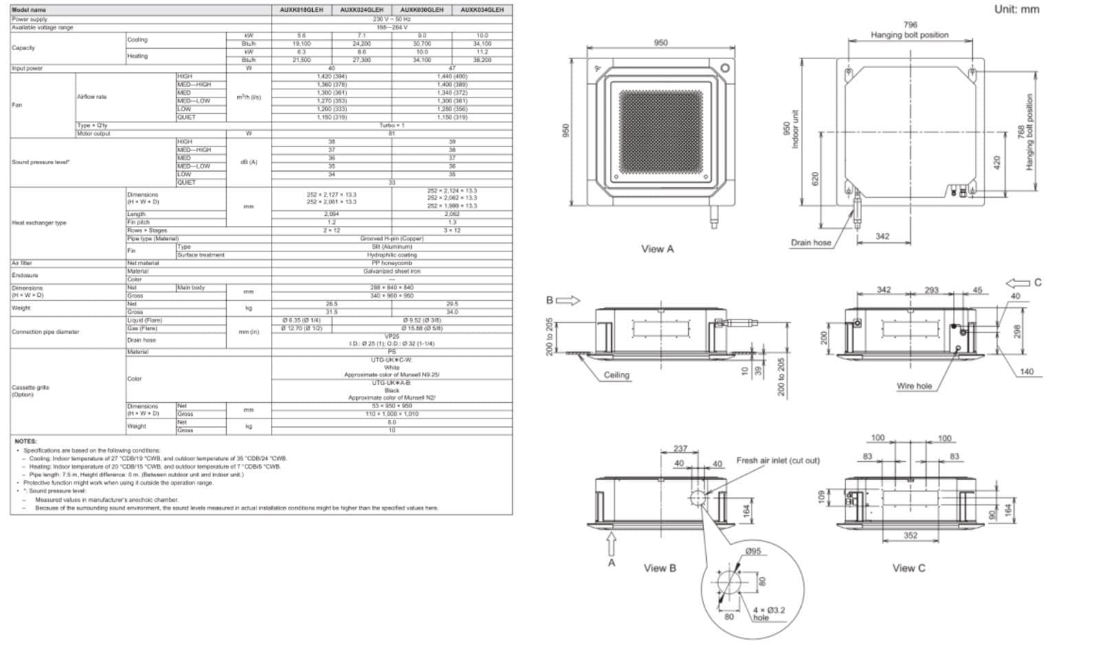 Fujitsu Air conditioning AUXK030GLEH VRF Circular Flow Cassette Unit ...