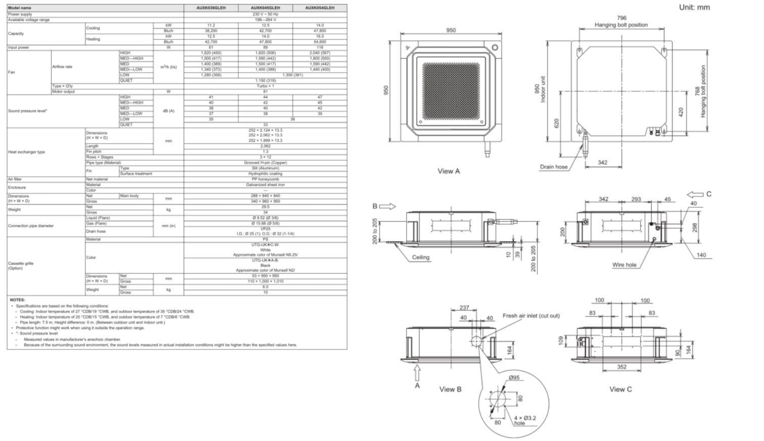 Fujitsu Air conditioning AUXK054GLEH VRF Circular Flow Cassette Unit ...