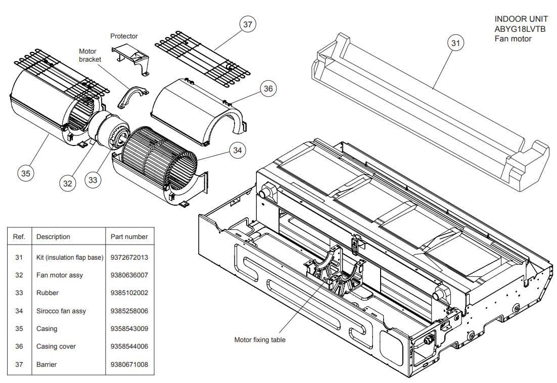 Fujitsu Air Conditioning Spare Part 9380636007 MOTOR ASSY RA99 For AOYA ...