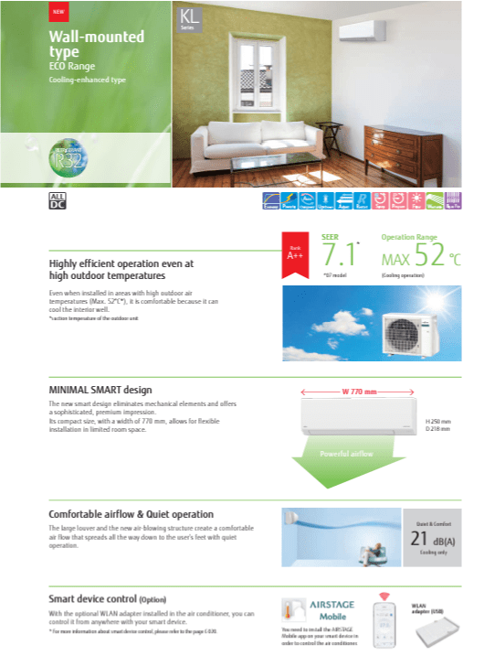 Fujitsu AIRSTAGE Air conditioning ASEH12KLTA AOEH12KLTA Eco Enhanced ...