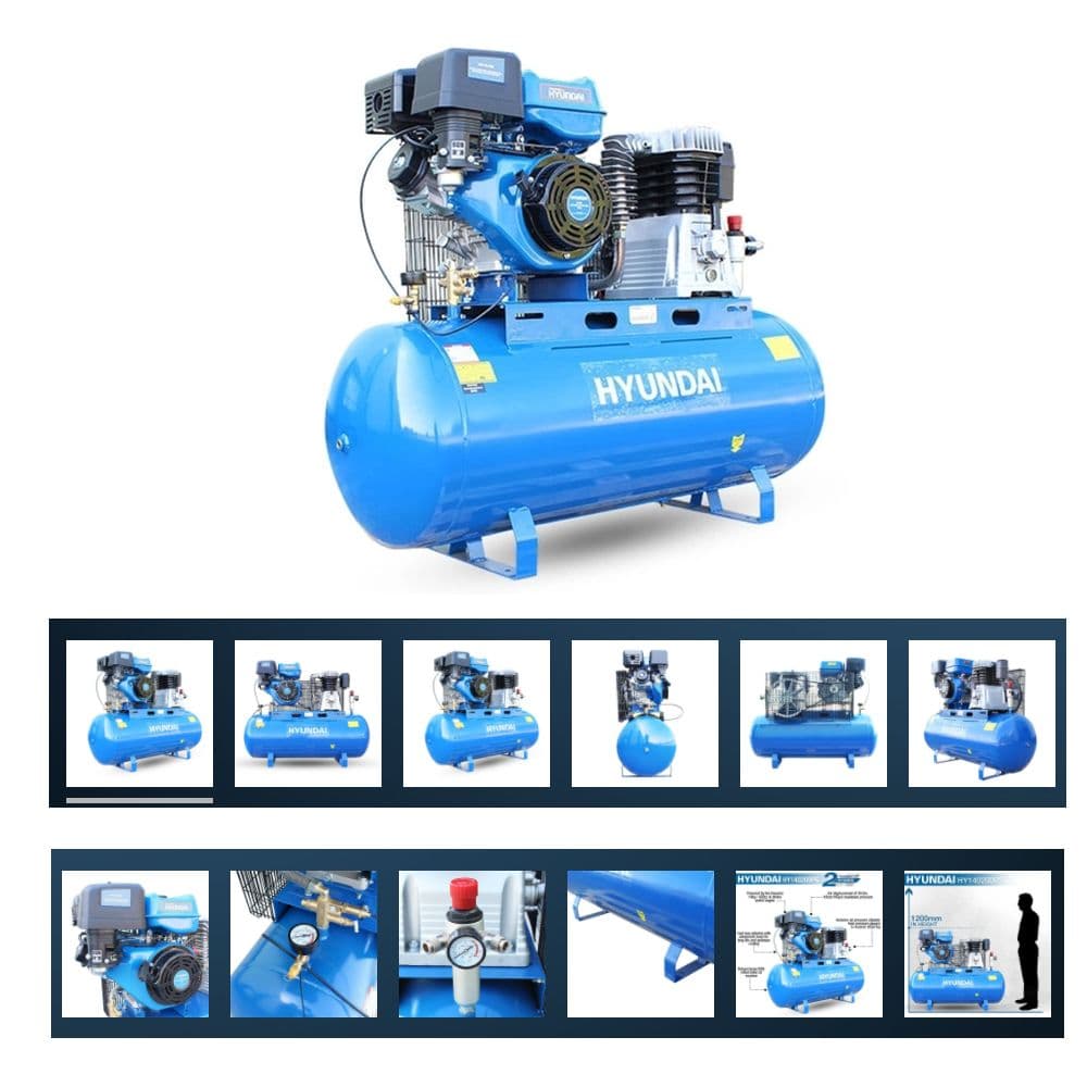 Hyundai HY140200PES 200L Litre Air Compressor 29CFM/145psi Twin ...