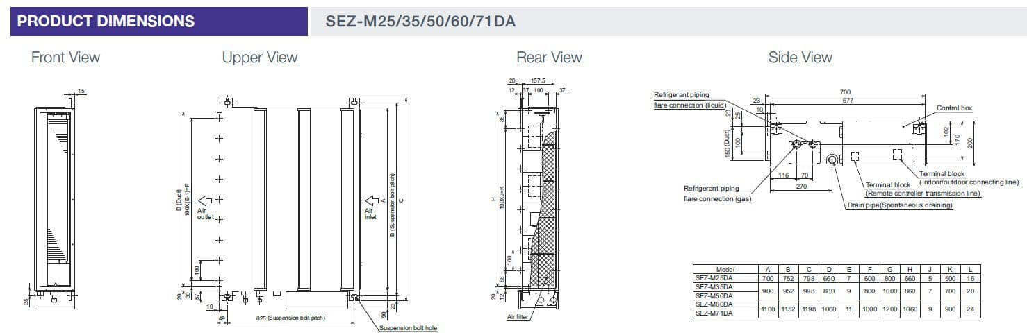 Mitsubishi Electric Air Conditioning SEZ-KD35VAQ Concealed Ducted Heat ...