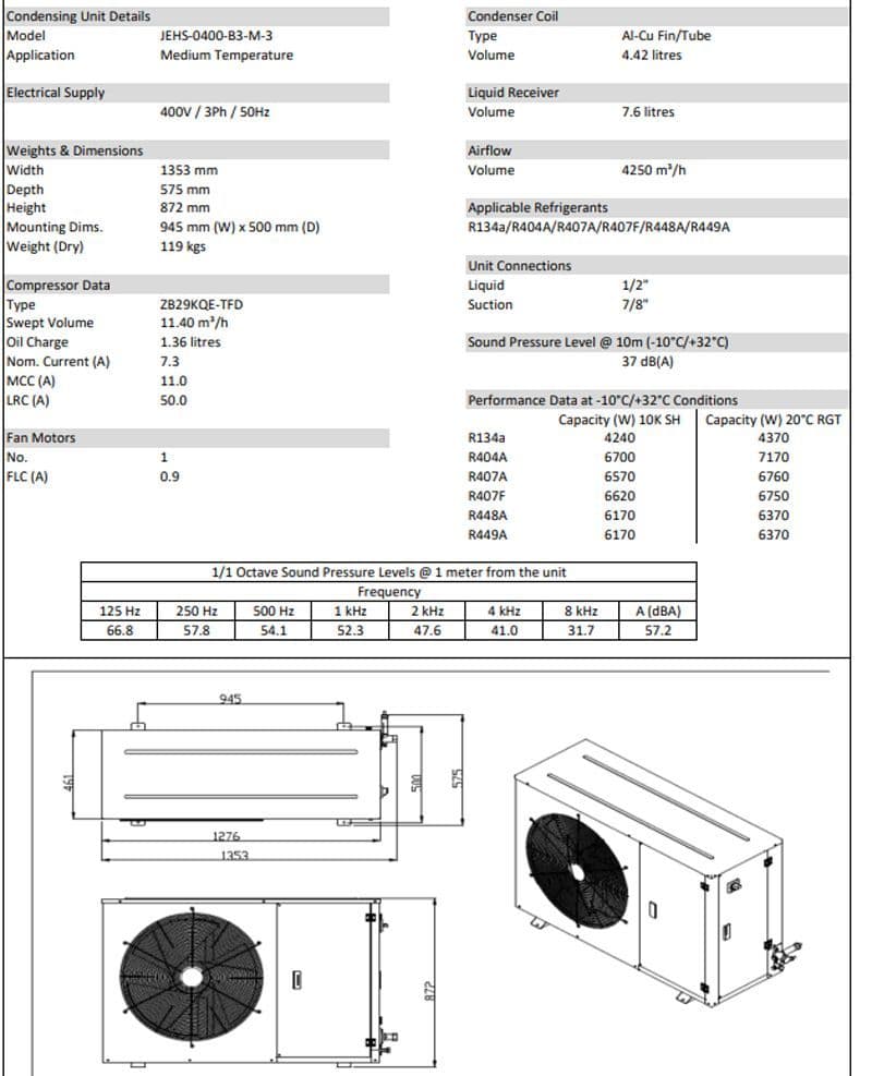 J&E Hall Spare Part JEHS-0400-B3-M-3 Condensing Unit Medium Temperature ...