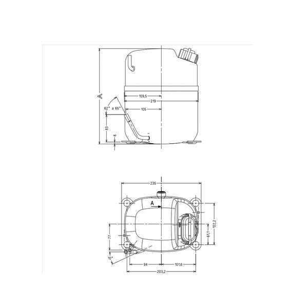 L Unite Hermetique CAJ2464Z LBP R404A Compressor Tubed/Rotalock 240V 50Hz