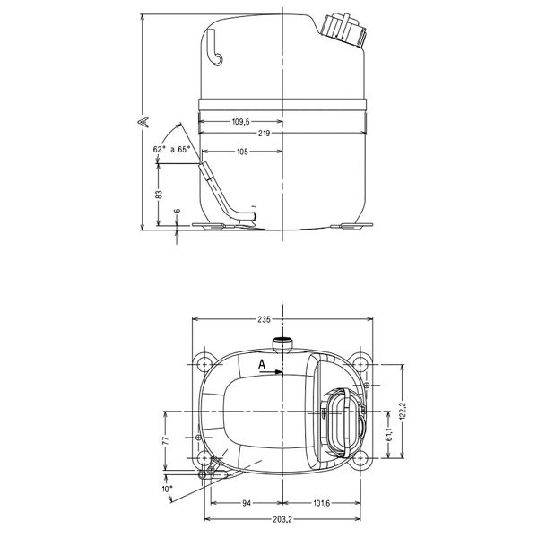 L Unite Hermetique CAJ4452Y HBP R134a/R49 Compressor Tubed/Rotalock ...
