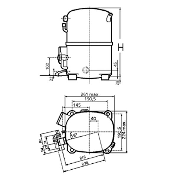 L Unite Hermetique TFH4518Y HBP R134a/R49 Compressor Tubed/Rotalock ...