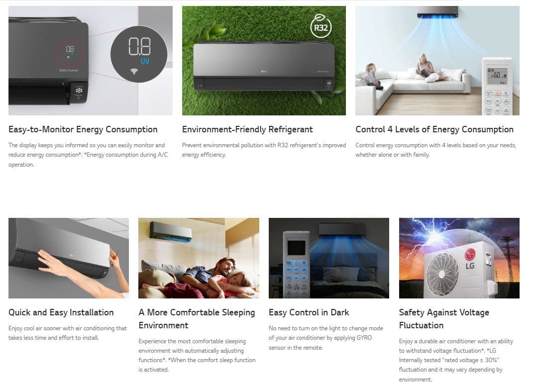 Lg Air Conditioning MU2R17-UL0 Multi Room 2 of AC09/12BK-NSJ Artcool ...