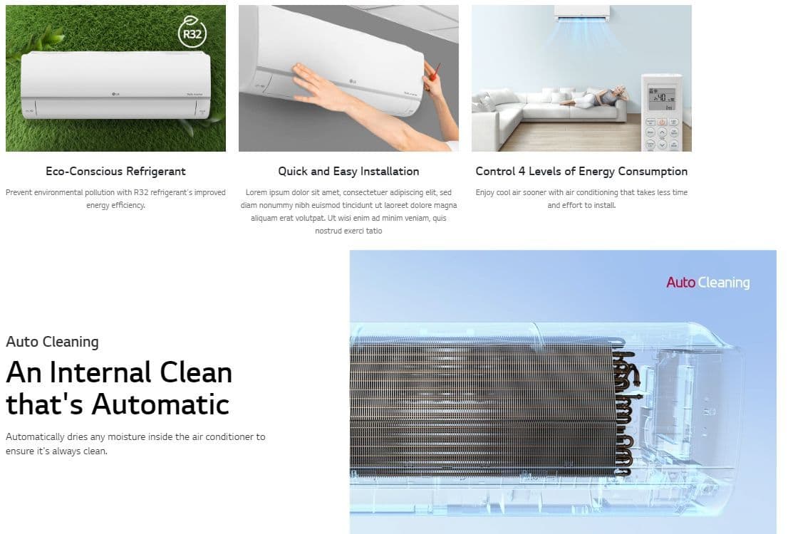 Lg Standard Plus PC09SK-NSJ Wall Mounted Heat Pump 2 5Kw/9000Btu A R32 ...